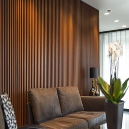 Modern Grey Living Room Wall Design With Geometric Panelling