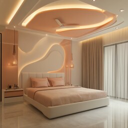 Contemporary Square Gypsum Ceiling Design With Chandelier