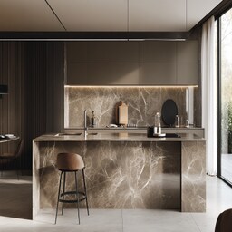 Modern U-Shaped Modular Kitchen Design With Yellow Kitchen Cabinets