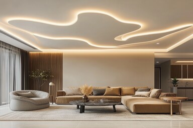Contemporary Single-Layered Gypsum False Ceiling Design With Profile ...