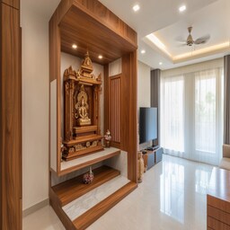 Contemporary Brown Floor-Mounted Mandir Design