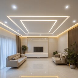 Modern POP Peripheral False Ceiling Design With Paint Finish