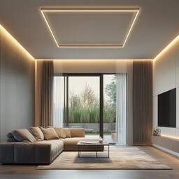 Contemporary Square Gypsum Ceiling Design With Chandelier