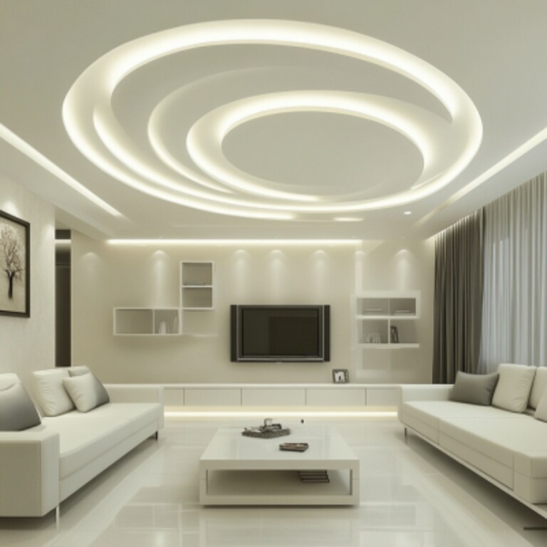 Contemporary Peripheral Gypsum False Ceiling Design With Spotlights Contemporary Peripheral Gypsum False Ceiling Design With Spotlights