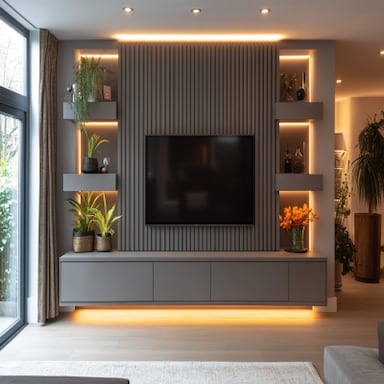 219 Grey TV Units, Cabinets, Stand Interior Design Ideas & Images 2025