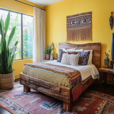 2 Medium Bohemian Bedroom Design Ideas & Images