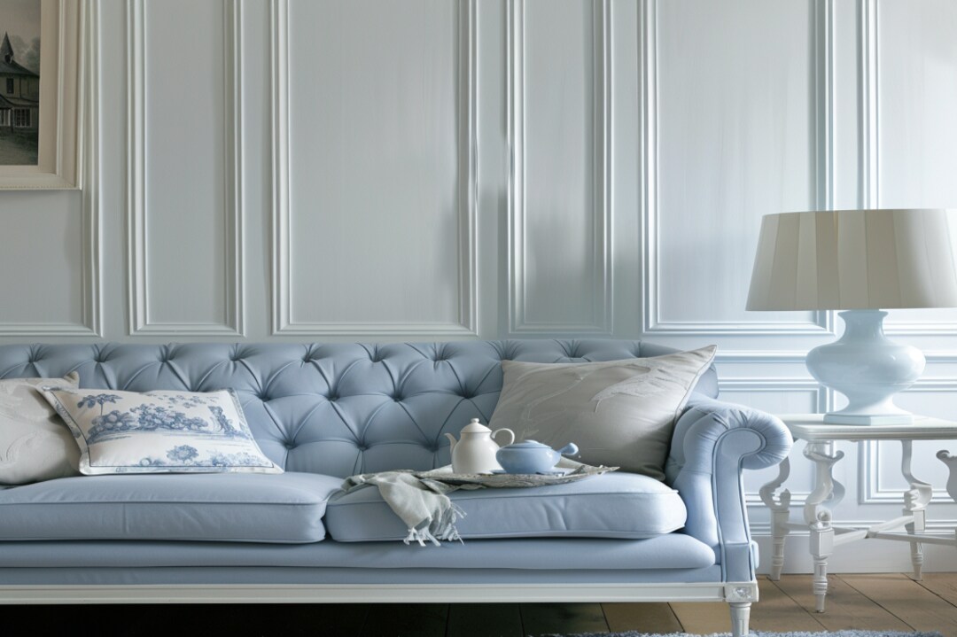 Blue Living Room With Panelling