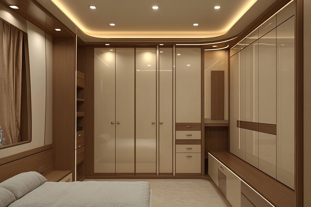 Classic 8-Door L-Shaped Swing Corner Wardrobe Design