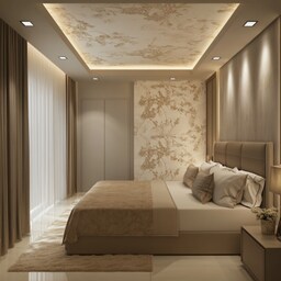 Modern Single Layered False Ceiling Design With Wooden Polish