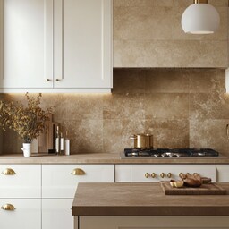 Contemporary Matte Marble Kitchen Tile Design