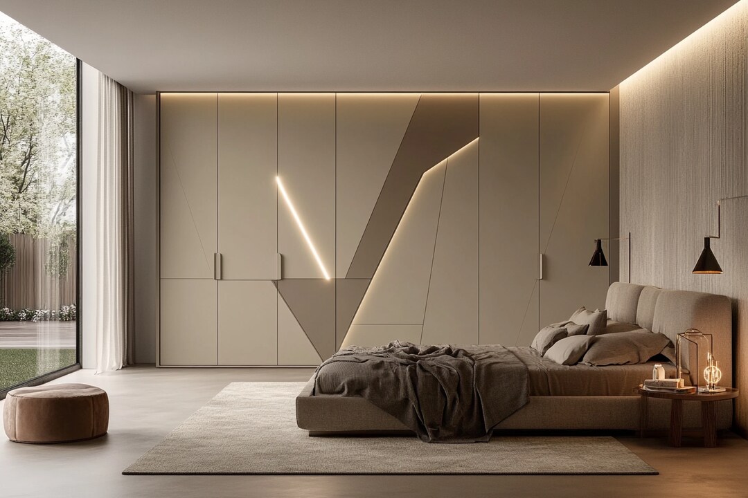 6-Door Geometric Contemporary Swing Wardrobe Design