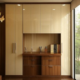 Doredos Pine 5-Door Contemporary Swing Wardrobe Design with Loft