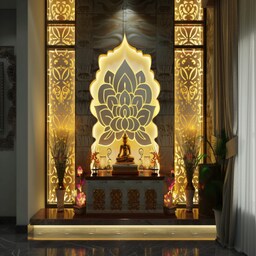 Modern Pooja Room Design With Om Mandala