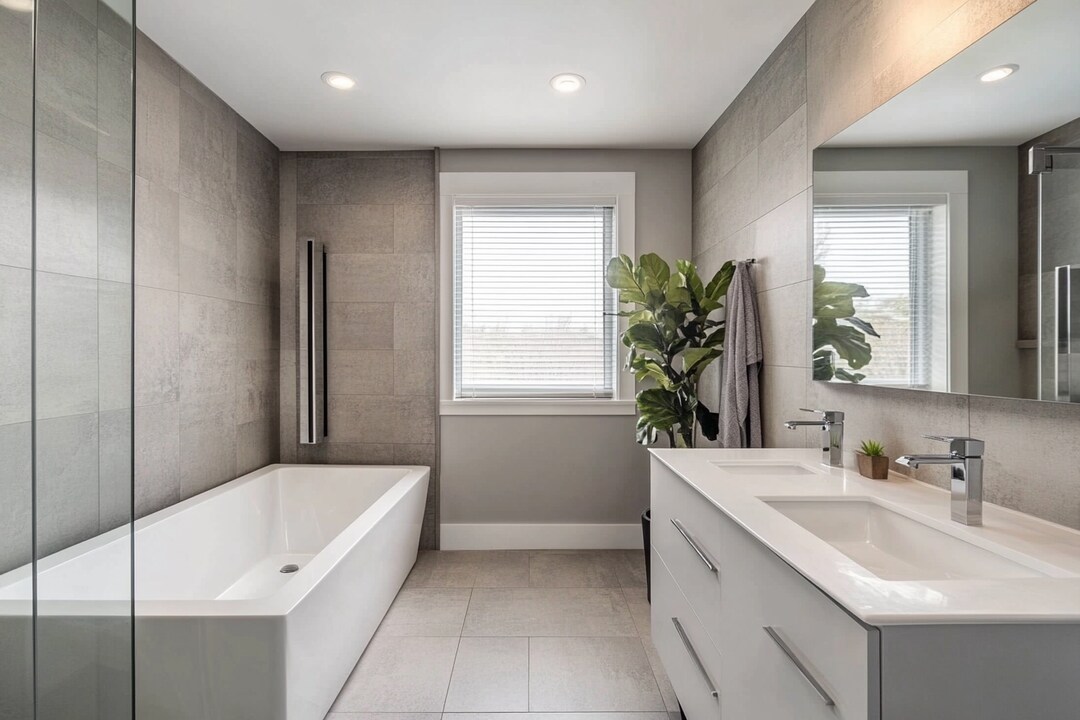 Modern Grey And White Ceramic Bathroom Tile Design