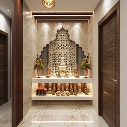 Contemporary Floor-Mounted Tawny Balsam Mandir Design
