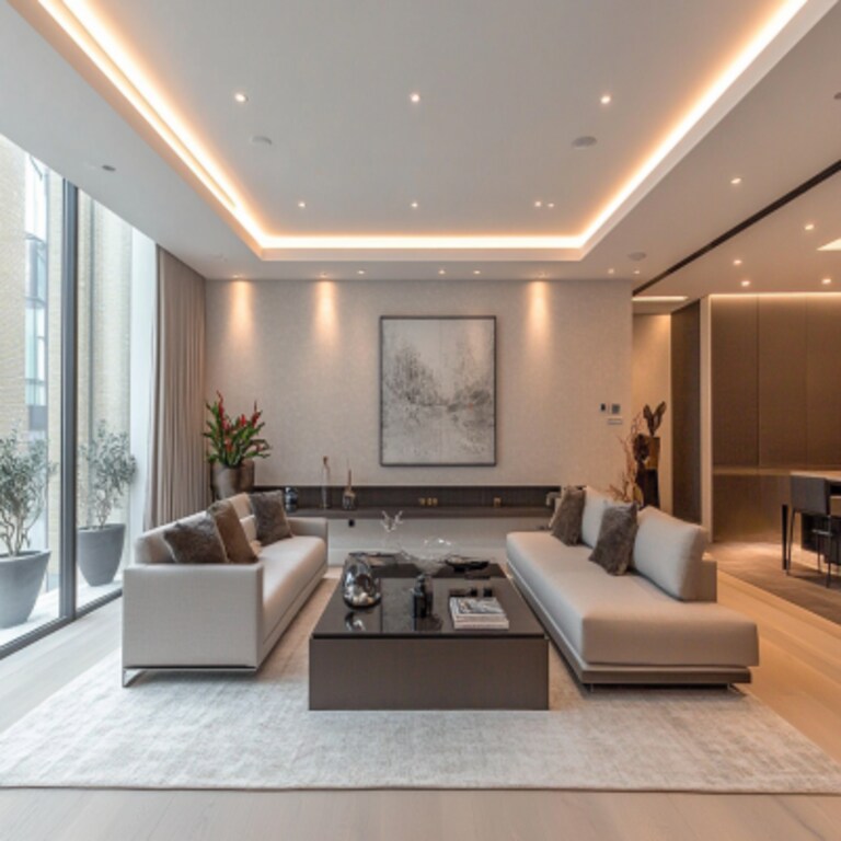 Modern Single-Layered False Ceiling Design With Profile And Recessed ... Modern Single-Layered False Ceiling Design With Profile And Recessed ...
