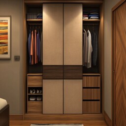 Modern 6-Door Walk-In Wardrobe Design With Aluminium Frame