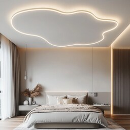 Contemporary Rectangle Bedroom Ceiling Design With Wooden Fan