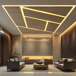 POP Contemporary Rectangular Parallel False Ceiling Design