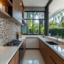 Classic Semi-Glossy Blue and White Ceramic Kitchen Tile Design