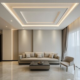 Modern Rectangular Single-Layered POP Ceiling Design