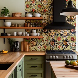 Modern Matte Green-Tone Mosaic Kitchen Tile Design