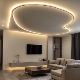 Rectangular Bedroom Ceiling Design With Recessed Cove Lights And Blue ...