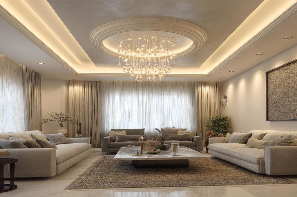 Contemporary Paint Finish Double Layer False Ceiling Design with ...