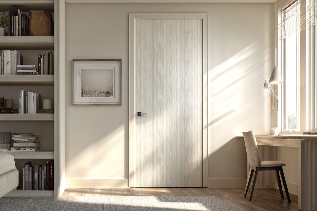 Contemporary Single Swing Door Design With Matte Textured Finish