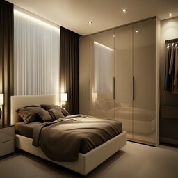 Modern Full-Height Wardrobe Design in Desert Green Finish