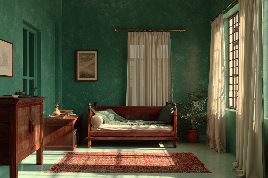 Green Wall Paint Design in Classic Style