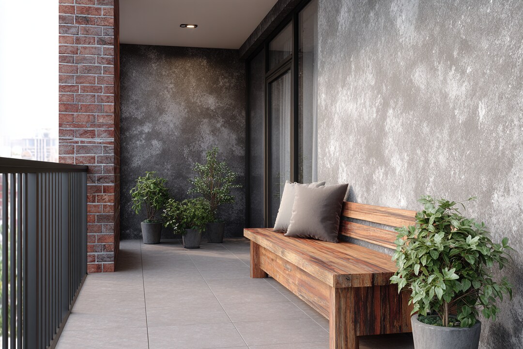 Modern Balcony Design with Exterior Texture Paint