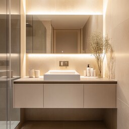 Modern Bathroom Design with Cream Tiles