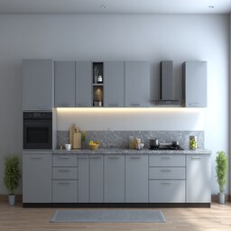 Modern Grey L-Shaped Kitchen Design with Quartz Countertop
