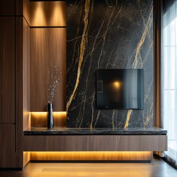 Contemporary Beige TV Unit Design With A Glossy Finish