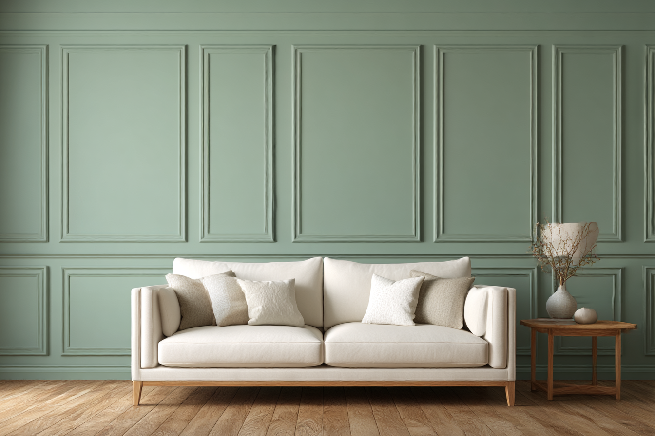 Muted Sage Green Wall Trims with Paint Contemporary Wall Design