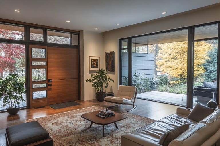 Sleek Mid-Century Modern Swing Door Design for Living Areas