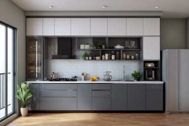 Sophisticated Grey and White Wall Colour Combination for Kitchen with ...