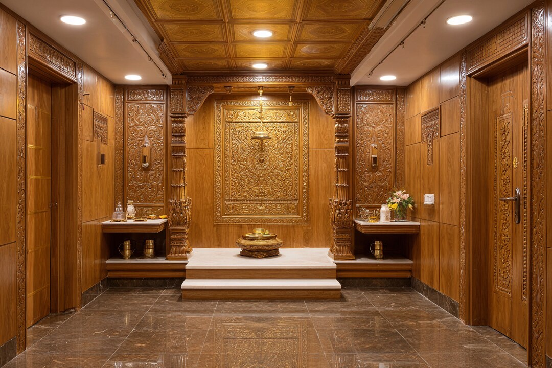 Traditional Style Spacious Pooja Room Design